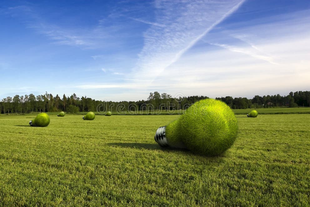 Lightbulbs on a field stock image. Image of fluorescent - 10770489