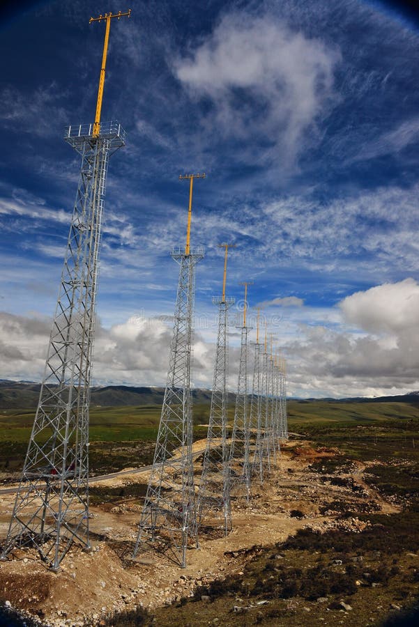 Lighted Beacon or Leading Light with Sunsets and Clouds at Bang Pu ...