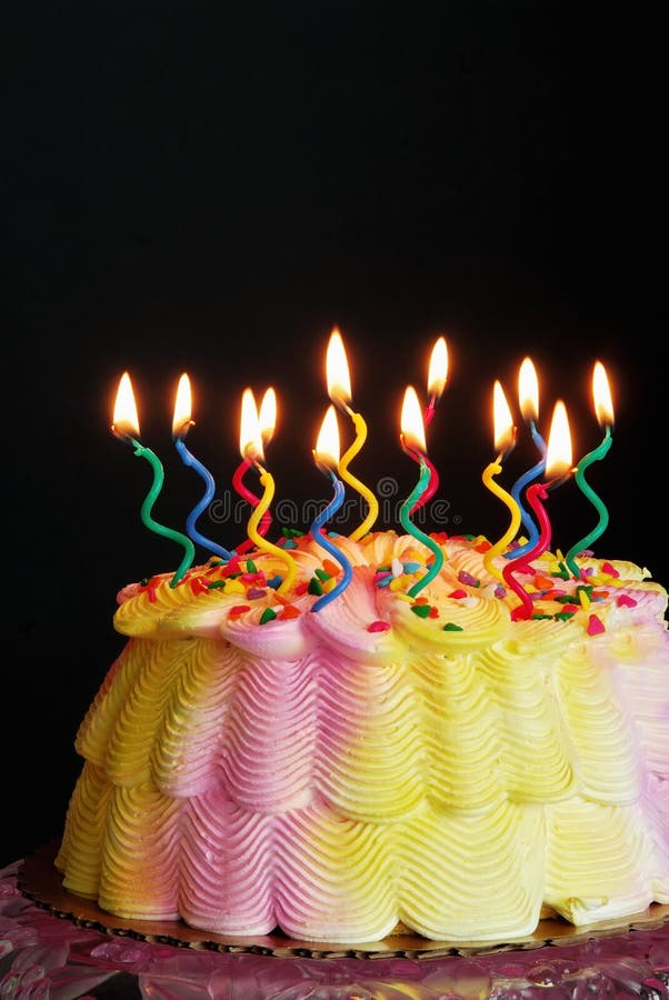 Lighted Birthday Cake stock photo. Image of black, bash - 1831712