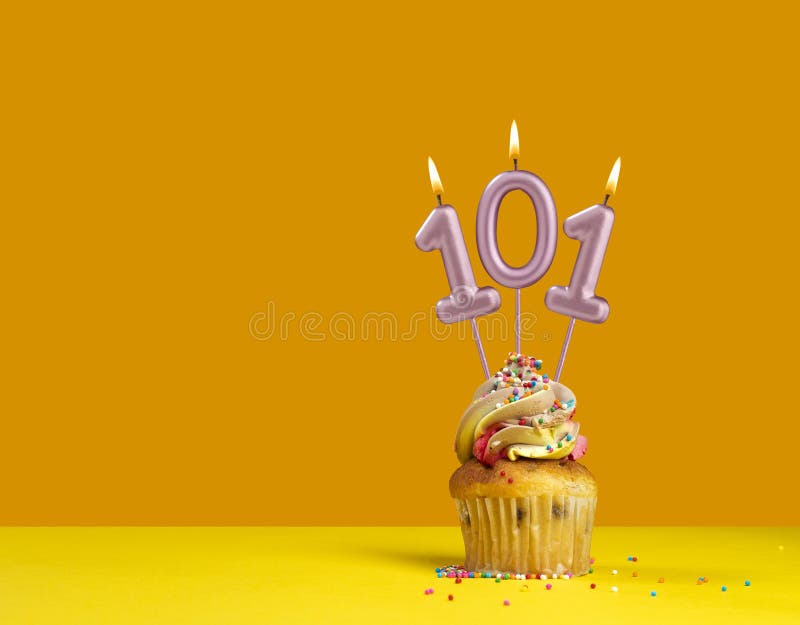 Lighted Birthday Candle - Celebration Card with Candle Number 101 Stock ...