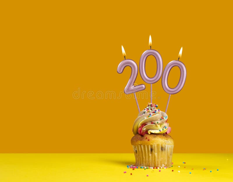 Lighted Birthday Candle - Celebration Card with Candle Number 200 Stock ...
