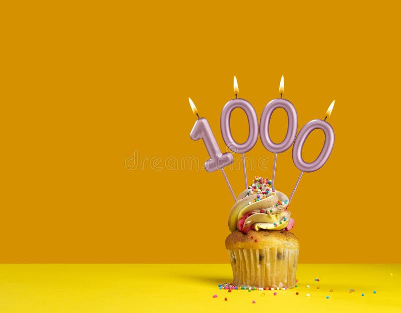 Lighted Birthday Candle - Celebration Card with Candle Number 1000 ...