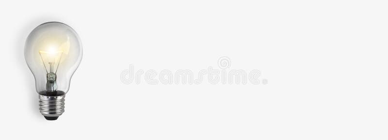 Lighted Bulb Isolated on White Background, Wide Image Stock Image ...