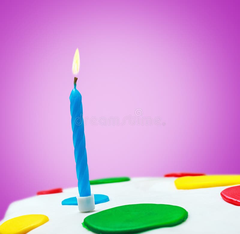 Lighted Candles on a Birthday Cake Isolated on White Background Stock ...