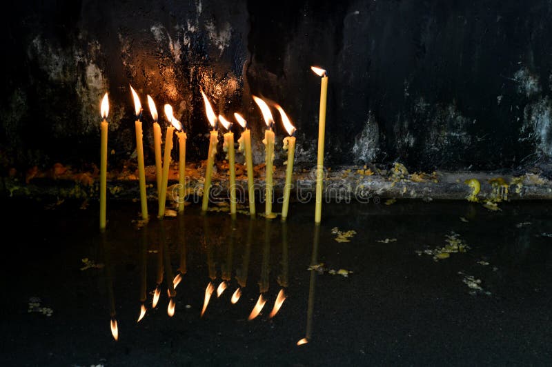Lighted Candles and Their Reflection Stock Image - Image of details ...