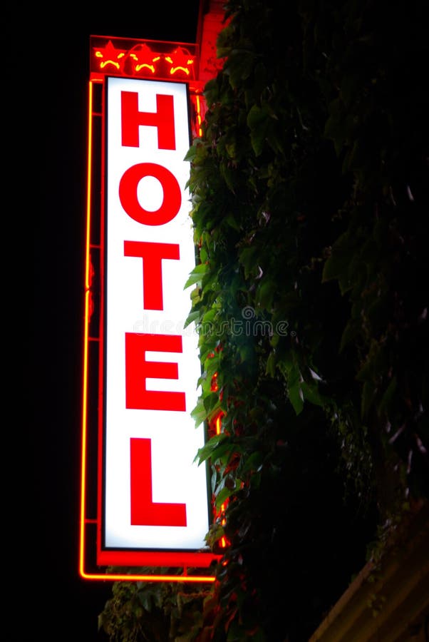 Lighted hotel sign stock photo. Image of hostal, white - 5663410