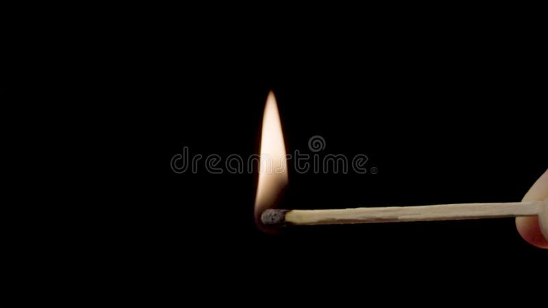 A Lighted Match Burns with Smoke on a Black Background. Concept of Slow ...