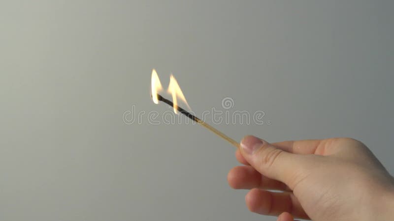 A Lighted Match Burns with Smoke on a Black Background. Concept of Slow ...