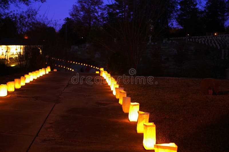 The lighted path stock image. Image of votive, walk, night - 397505
