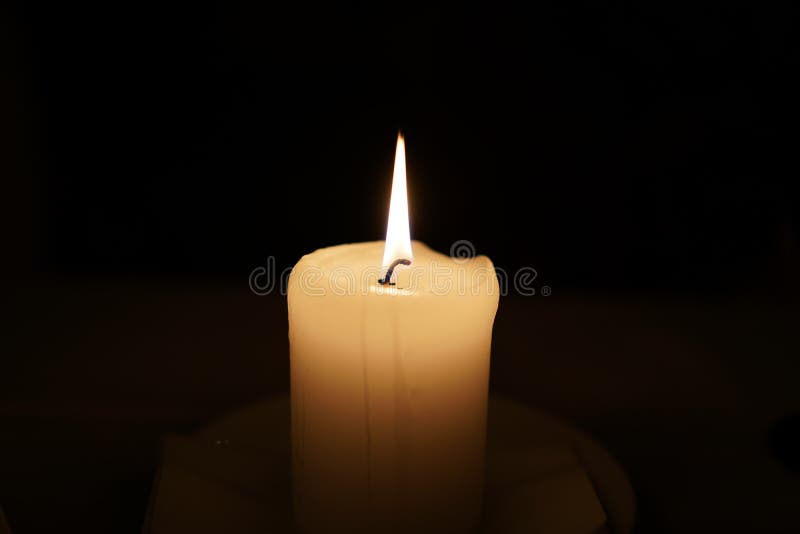 Lighted Single Candle. Selective Focus of Candle. Candle Fire. Candle ...