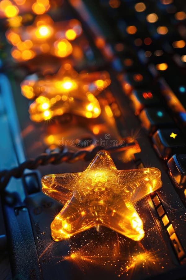 A Lighted Star Placed on a Keyboard. Suitable for Technology Concepts ...