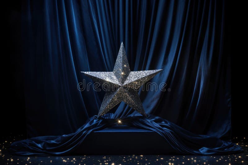 Lighted Star Prop on a Midnight-blue Velvet Backdrop Stock Photo ...