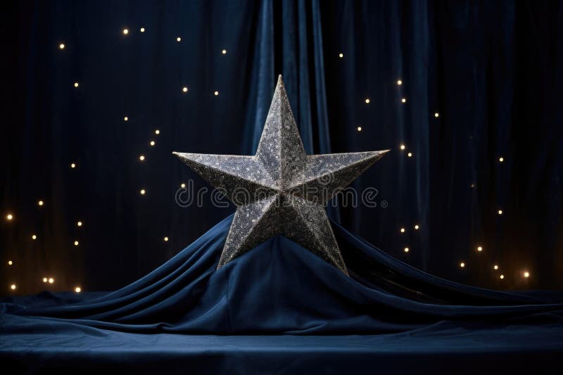 Lighted Star Prop on a Midnight-blue Velvet Backdrop Stock Image ...