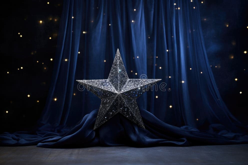 Lighted Star Prop on a Midnight-blue Velvet Backdrop Stock Image ...