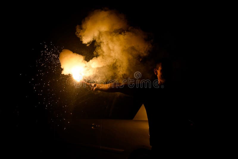 A Lighted Torch Glows in the Dark Stock Image - Image of bonfire, fire ...