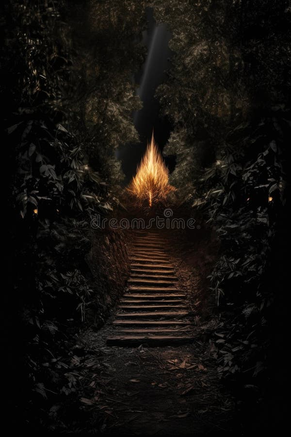 Lighted Torch Illuminating Dark Pathway Stock Illustration ...