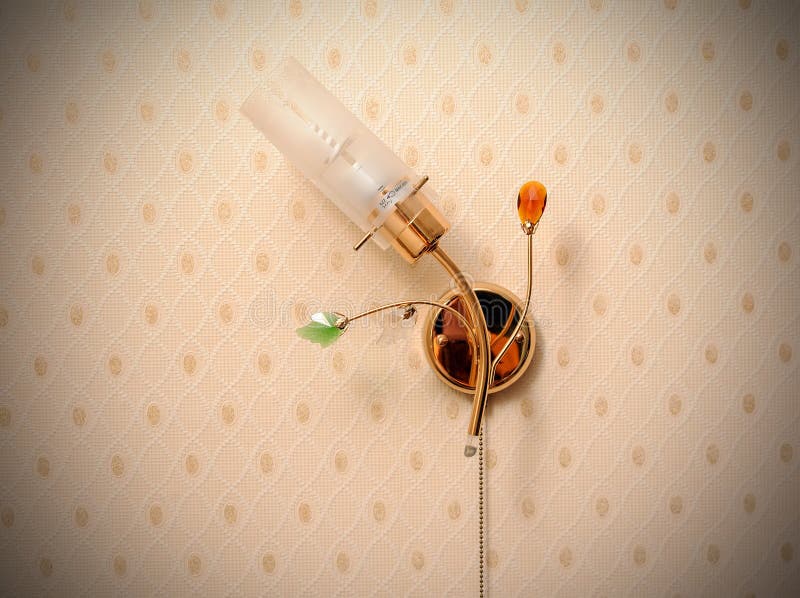 Lighted Vintage Classic Sconce on the Wall Stock Image - Image of ...