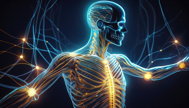 Exploring Human Anatomy Via Glowing Neural Stock Photo - Image of ...