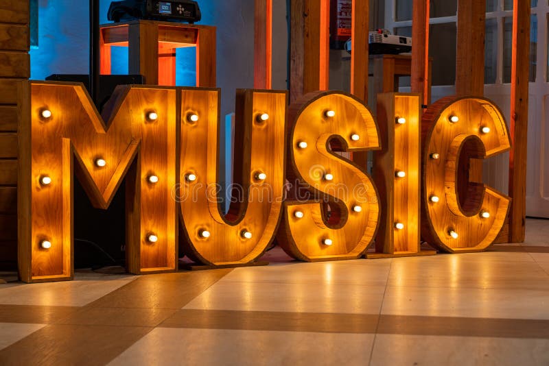 Lighted Volumetric Letters on the Floor Inside the Venue Making Up the ...