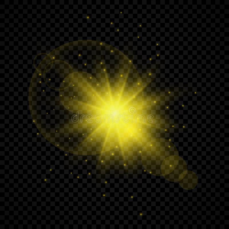 Yellow Glowing Lights Starburst Effects with Sparkles Stock Vector ...