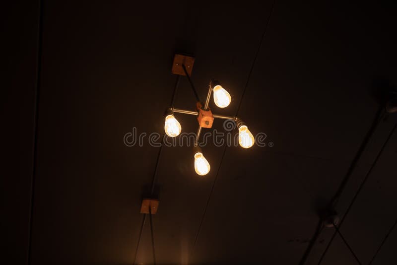 Lighten Ceiling Light Bulb Indoor Stock Image - Image of chicago, cloud ...