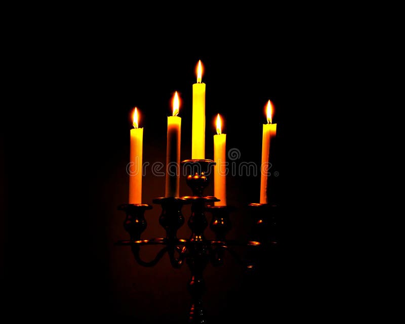 Lightened Candles on Dark Background Stock Image - Image of lightened ...