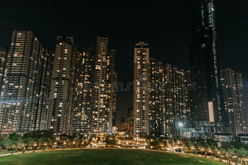 Lightened High Rise Buildings At Night Time Picture. Image: 115773728