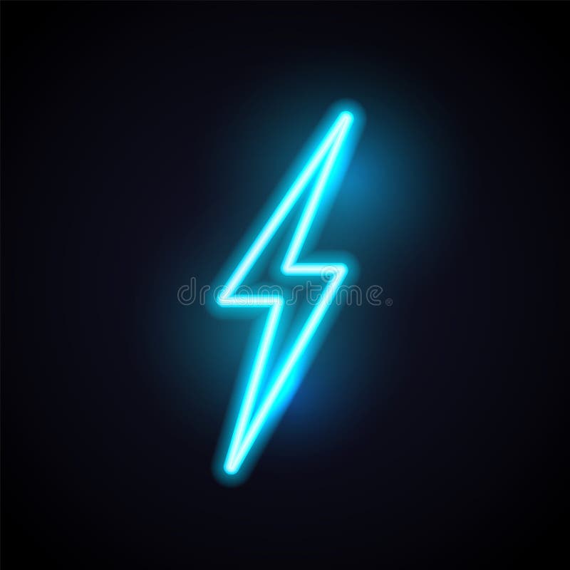 Lightening Neon Bolt. Vector Retro Flash Light. Electric Thunder 80s ...