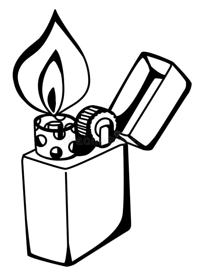 Lighter Burning Line Drawing Stock Vector - Illustration of cutout ...