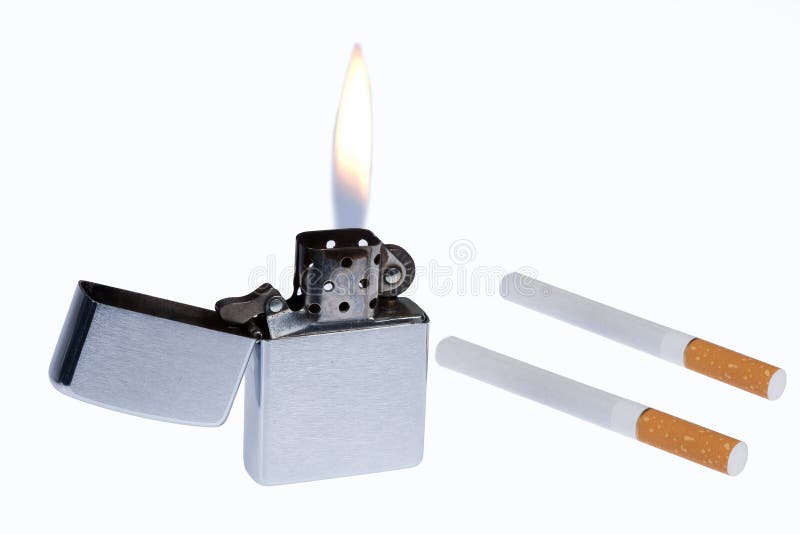 Lighter and cigarettes stock image. Image of close, shiny - 12438593
