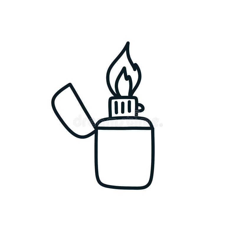 Lighter Doodle Icon, Vector Black Line Illustration Stock Illustration ...