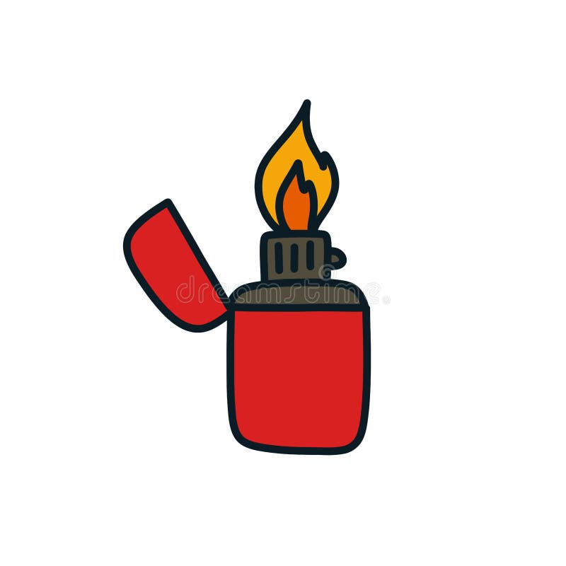 Lighter Doodle Icon, Vector Color Line Illustration Stock Illustration ...