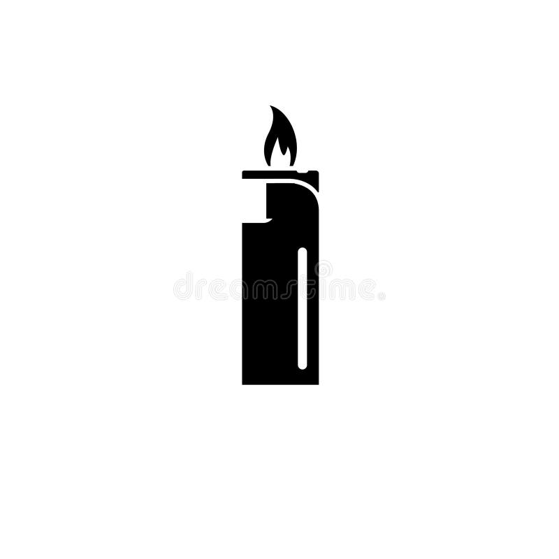 Lighter Fire, Gas Flame Solid Flat Vector Icon Isolated on White ...