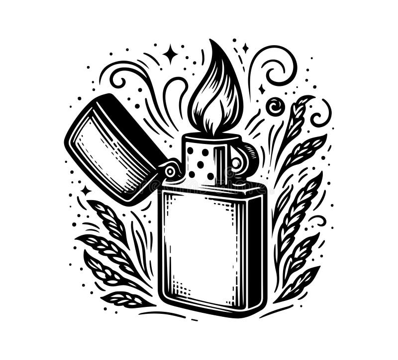 Lighter Fire Hand Drawn Vector Graphic Asset Stock Vector ...