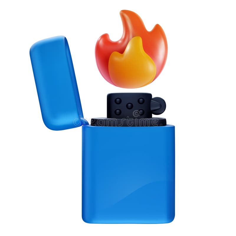 Lighter with Flame in Cute Cartoon 3d Style. Stock Vector ...