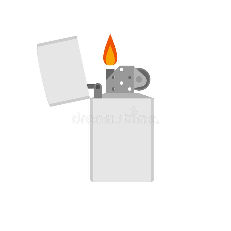 Lighter Flat Design Vector Illustration. Metal Cigarette Lighters with ...