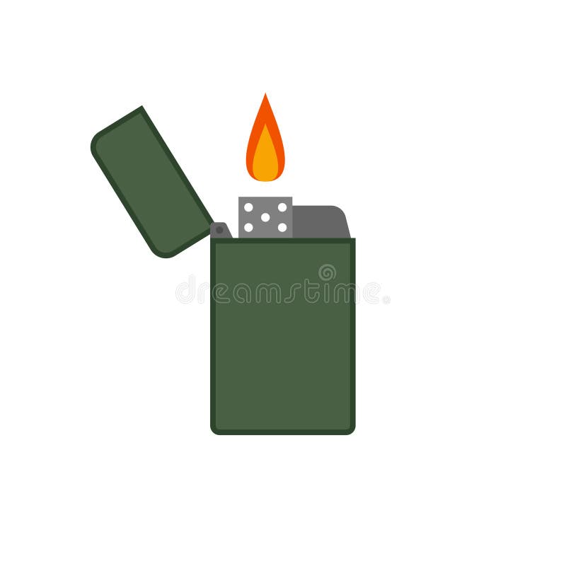 Lighter Flat Design Vector Illustration. Metal Cigarette Lighters with ...