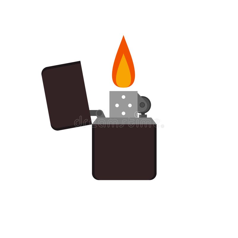 Lighter Flat Design Vector Illustration. Metal Cigarette Lighters with ...