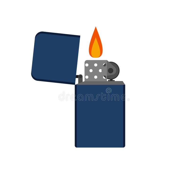 Lighter Flat Design Vector Illustration. Metal Cigarette Lighters with ...