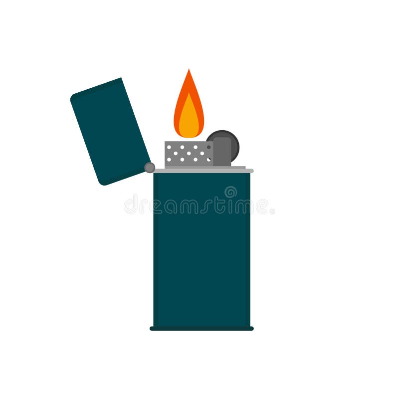 Lighter Flat Design Vector Illustration. Metal Cigarette Lighters with ...