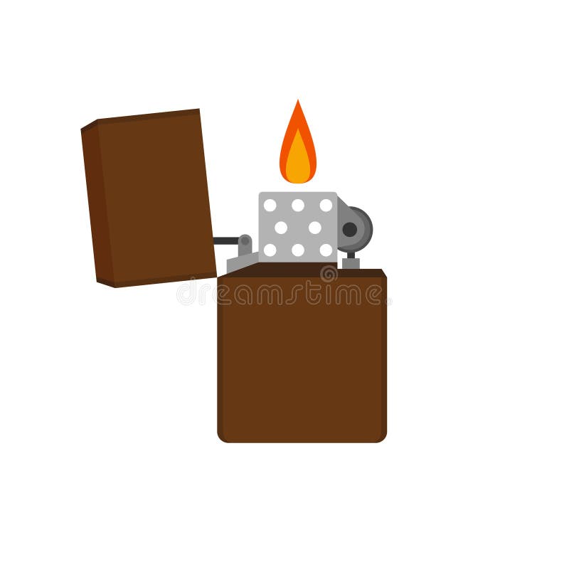 Lighter Flat Design Vector Illustration. Metal Cigarette Lighters with ...