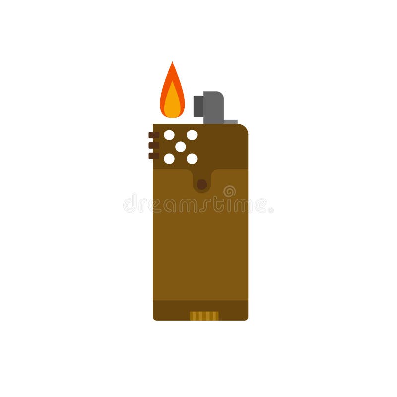 Lighter Flat Design Vector Illustration. Metal Cigarette Lighters with ...