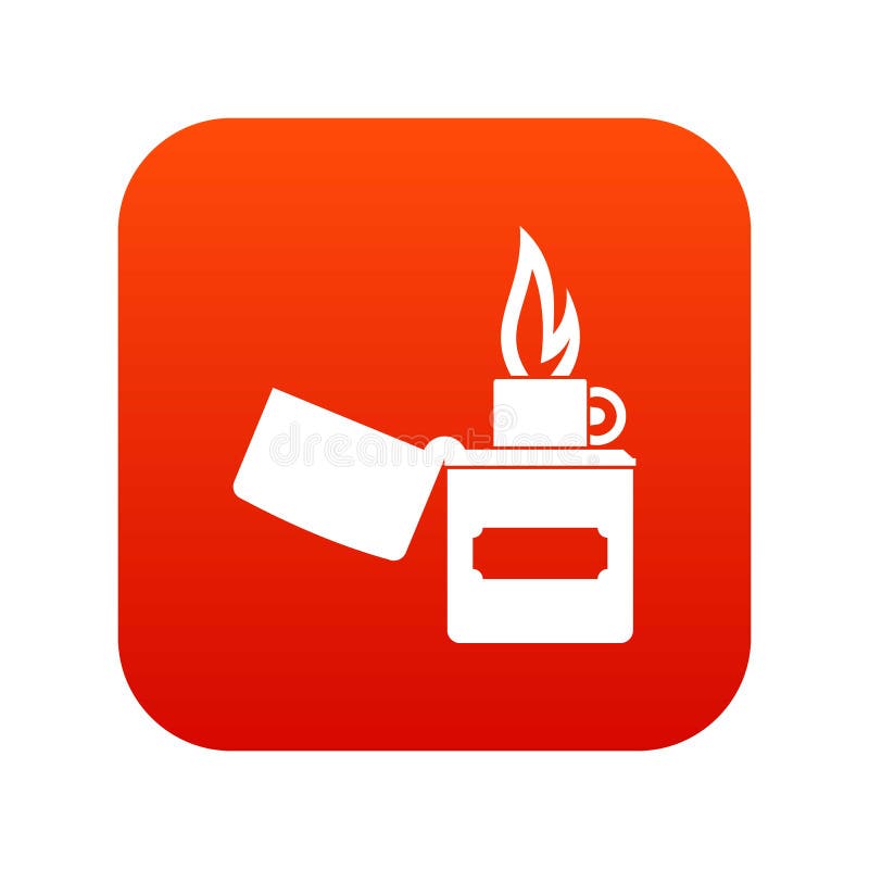Lighter icon digital red stock vector. Illustration of smoker - 110412736
