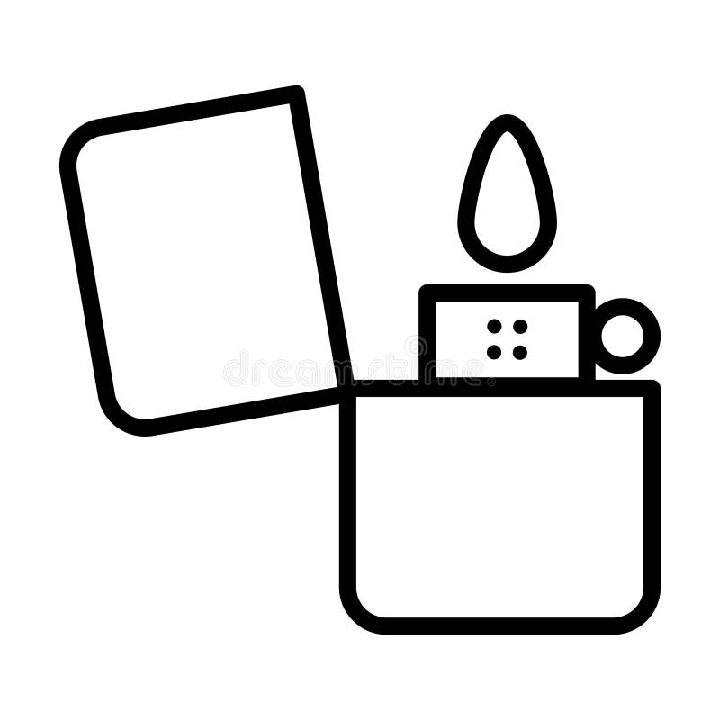Lighter Line Icon Isolated on White Background. Black Flat Thin Icon on ...