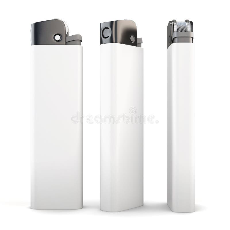 Lighter in Three Angles on a White Background. 3d Rendering. Stock ...