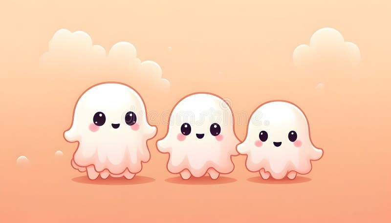 Lighthearted Trio of Ghosts with Funny Faces on a Soft Backdrop Stock ...