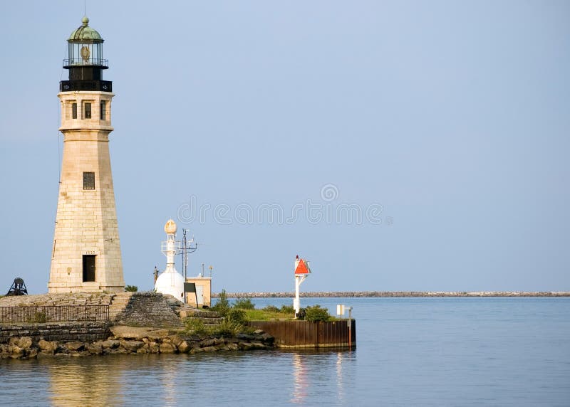 Buffalo Main Lighthouse on Lake Erie Stock Image - Image of lighthouse ...