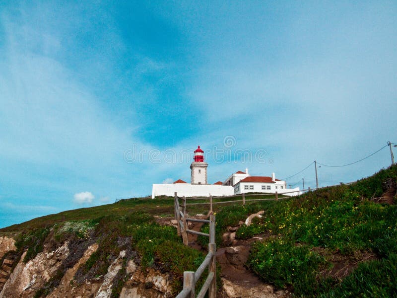 Lighthouse stock image. Image of portugal, clouds, western - 13295519