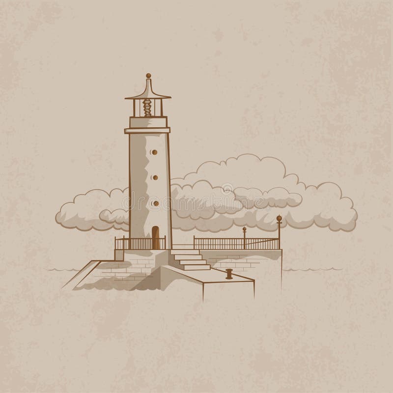 Lighthouse 2 stock vector. Illustration of railing, cloud - 29222156