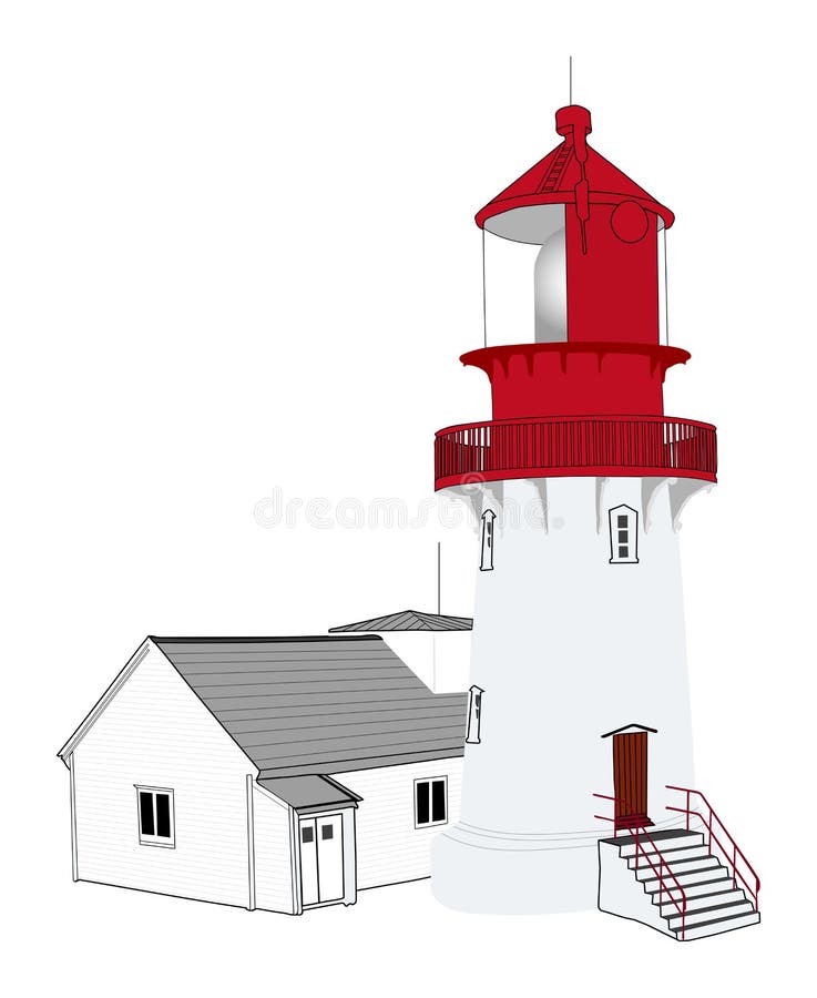 Lighthouse on rocks stock vector. Illustration of etching - 52497577